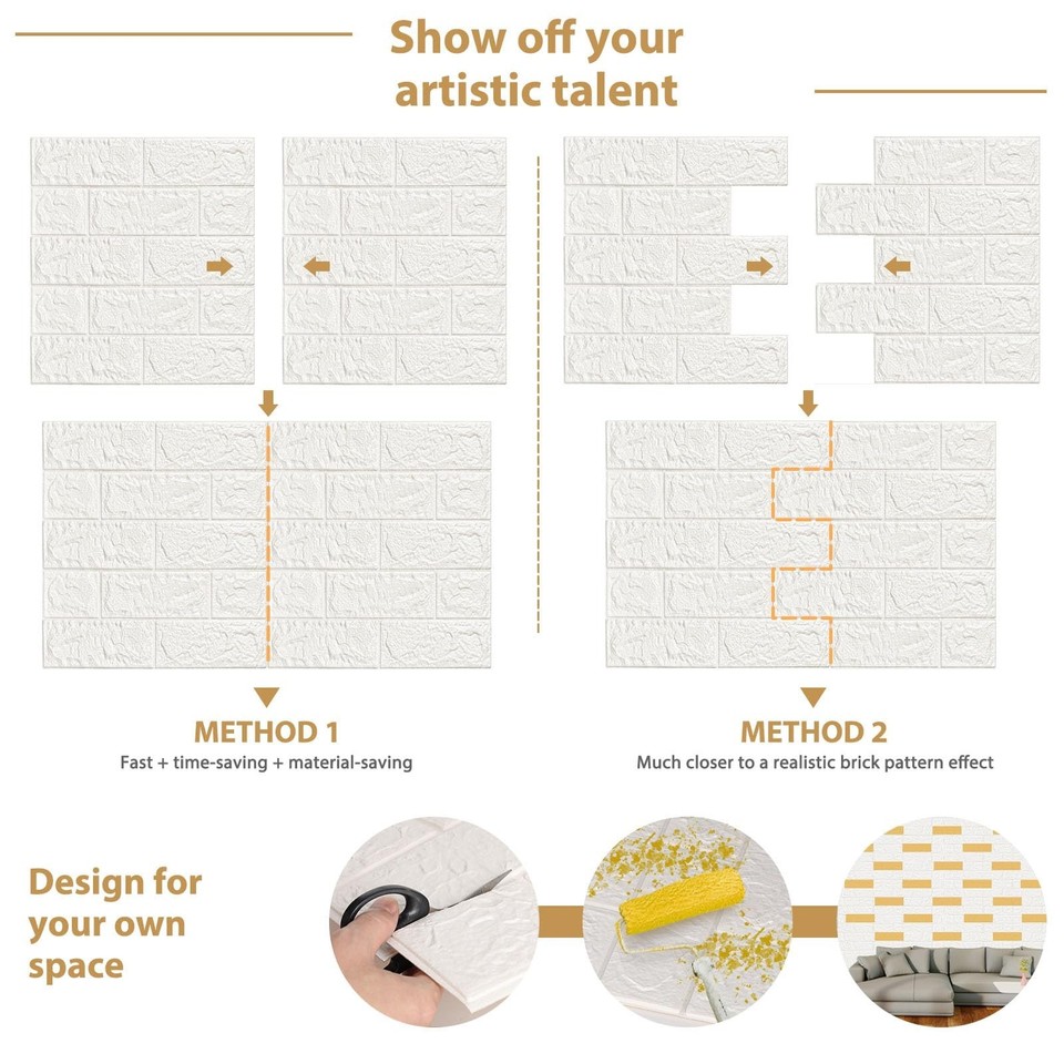 JOLOV 20 PCS 3D Wall Panels Peel and Stick - PE Foam DIY Self Adhesive ...