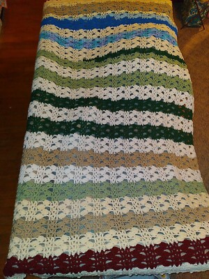 Crochet Afghan Colorful - crooked seashell pattern with ladder stitch ...