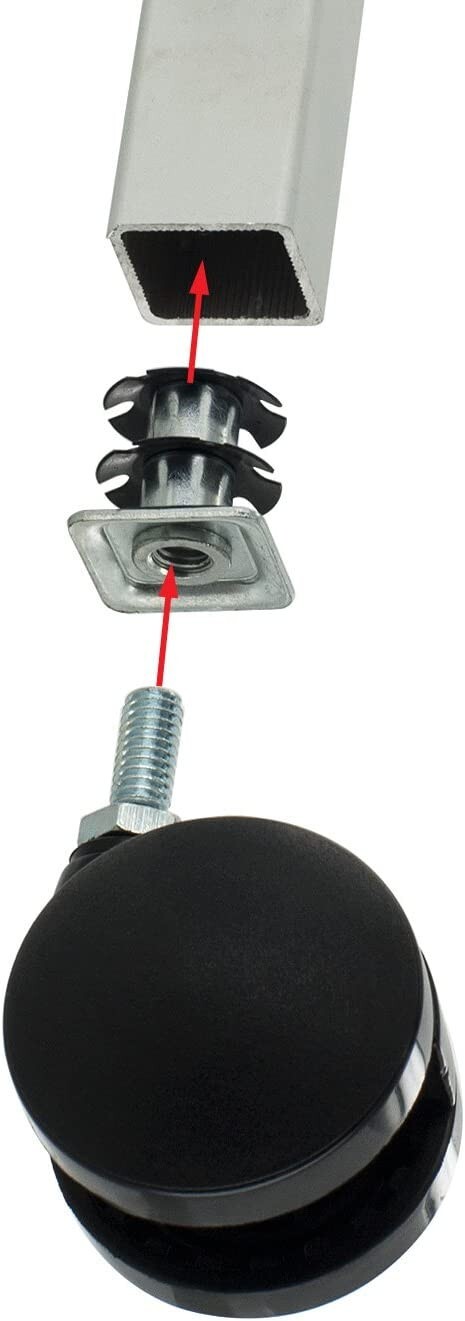 4 PIECEs Square Metal Caster Insert Tube Leg with Thread Double Star OD ...