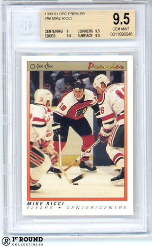 Mike Ricci RC BGS 9.5: 1990-91 OPC Premier Rookie Card HGIP | eBay