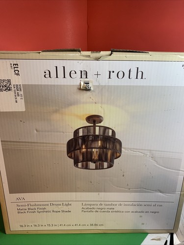 Allen + Roth Semi Flush mount Drum Light. Matte Black Finish | eBay