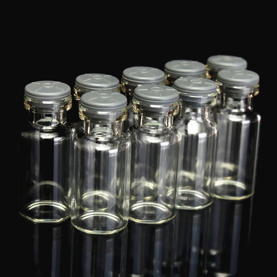10Pcs 2ml Small Empty Sample Vials Clear Glass Bottles With Butyl ...
