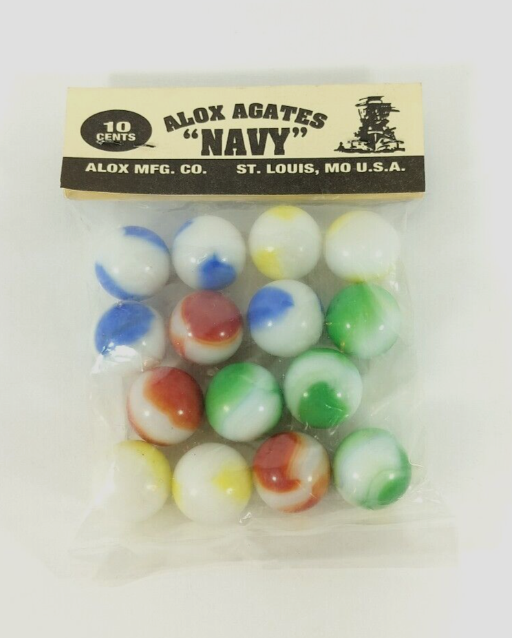 VTG Alox Agates "Navy" Glass Marbles Unopened Unused in the Original ...