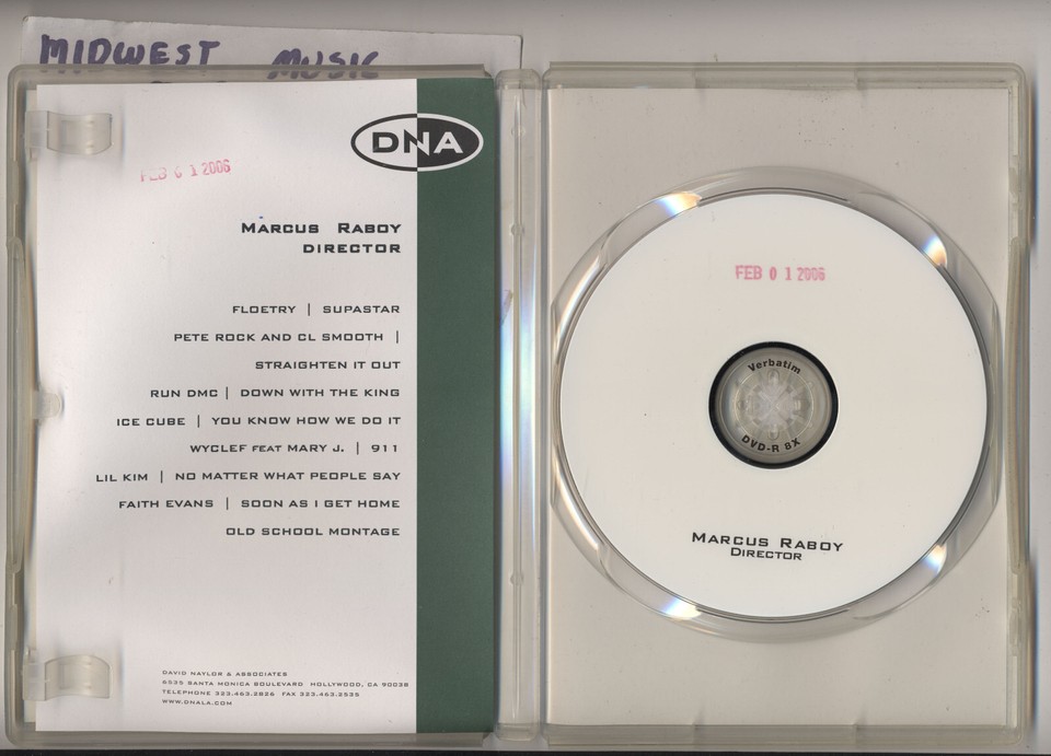 Marcus Raboy Music Video Showreel DVD - Special Hip Hop Reel - Run DMC ...