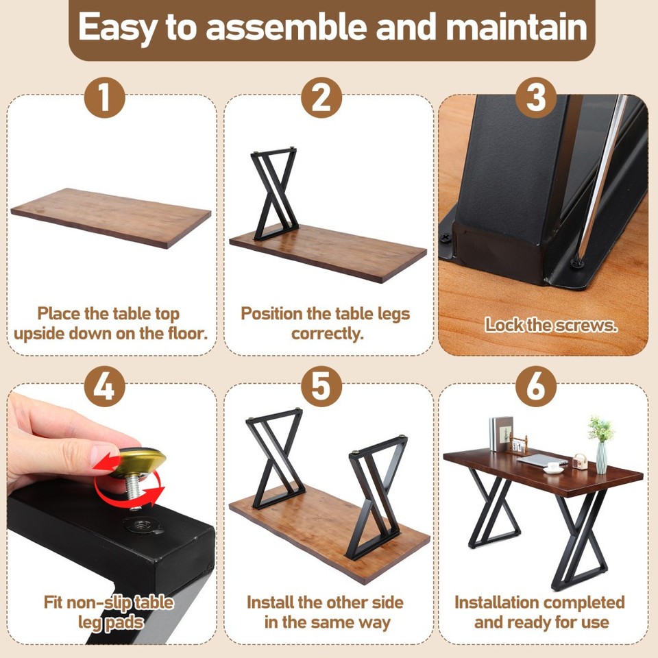 Long Modern Wood Gaming Work Writing Desk 2 Person Farmhouse Double ...