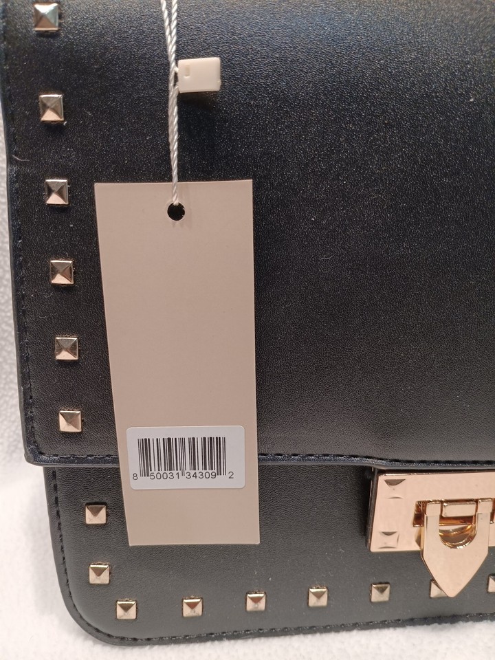 Hanna Grace Black Studded Handbag Purse Detachable Strap NEW w/Tags ...