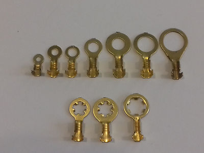 NON INSULATED BRASS RING EARTH CRIMP TERMINALS 2mm 3mm 4mm 5mm 6mm 8mm ...