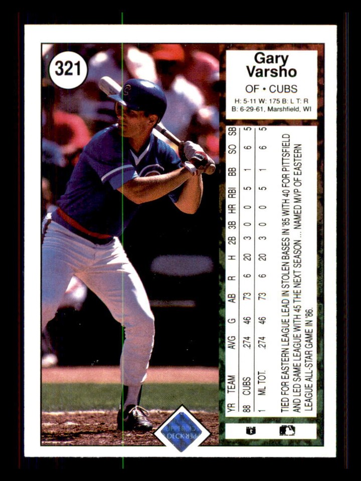 1989 Baseball 1989 Upper Deck Gary Varsho Chicago Cubs #321 RC1 | eBay