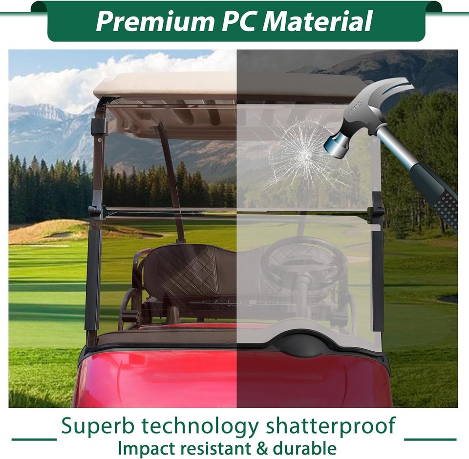 2008-up E-Z-GO RXV 10L0L Tinted Golf Cart Windshield for Folding Down ...