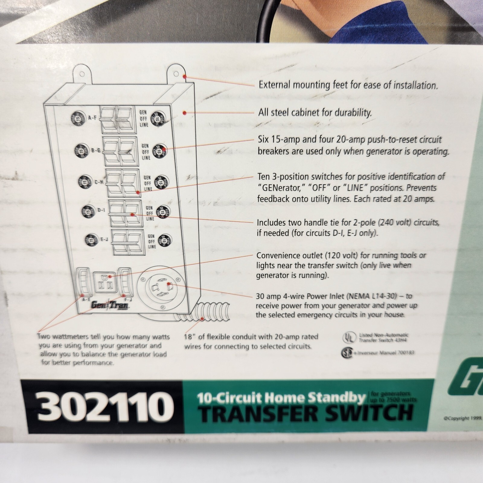 GenTran 6 Circuit Manual Transfer Generator Switch 20216 for sale ...