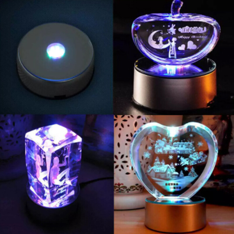 4 LED Round Luminous Light Base Stand Holder for Cocktail Crystal ...