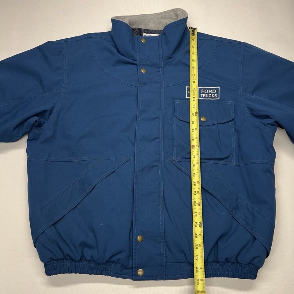 VTG Ford Jacket Mens XL Blue Full Zip Factory Uniform Workwear Truck ...