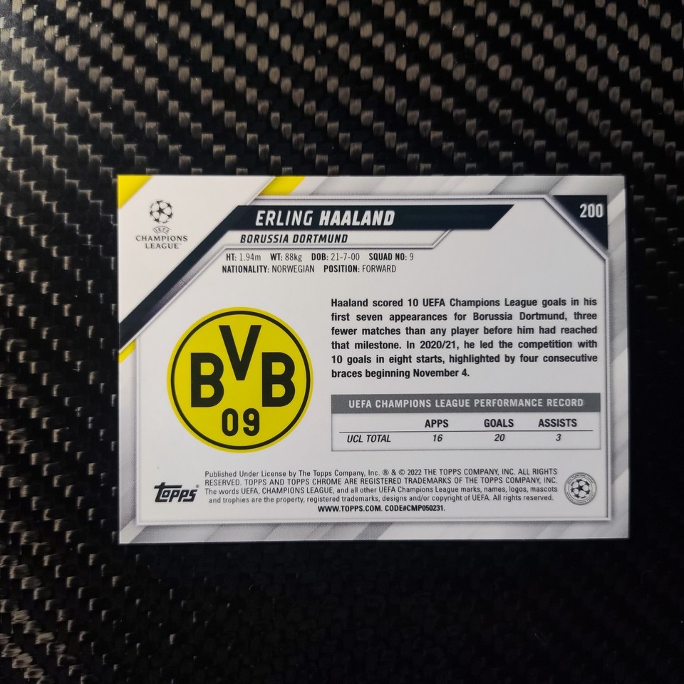 Erling Haaland 2021-22 Topps Chrome UCL Refractor #200 BVB | eBay UK
