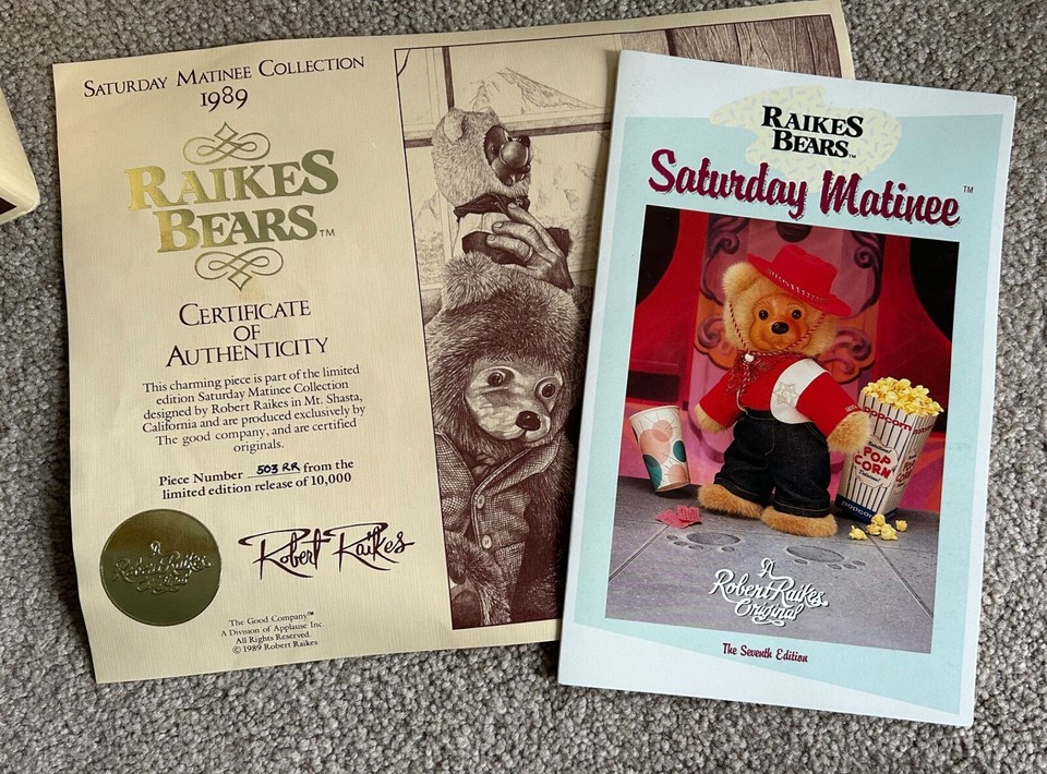 NEW! Set of 2 Raikes Bears, 1989 Saturday Matinee Collection, Lionel ...