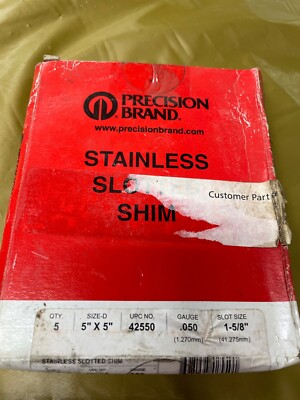 Precision 5" x 5" Stainless Slotted Shims 42550 Gauge .050 Slot Size 1 ...