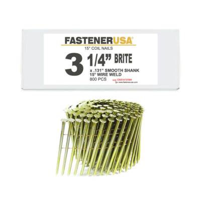 3-1/4" x .131 SMOOTH BRITE COIL NAILS 15-DEG WIRE 800ct | CN314131M4 | eBay
