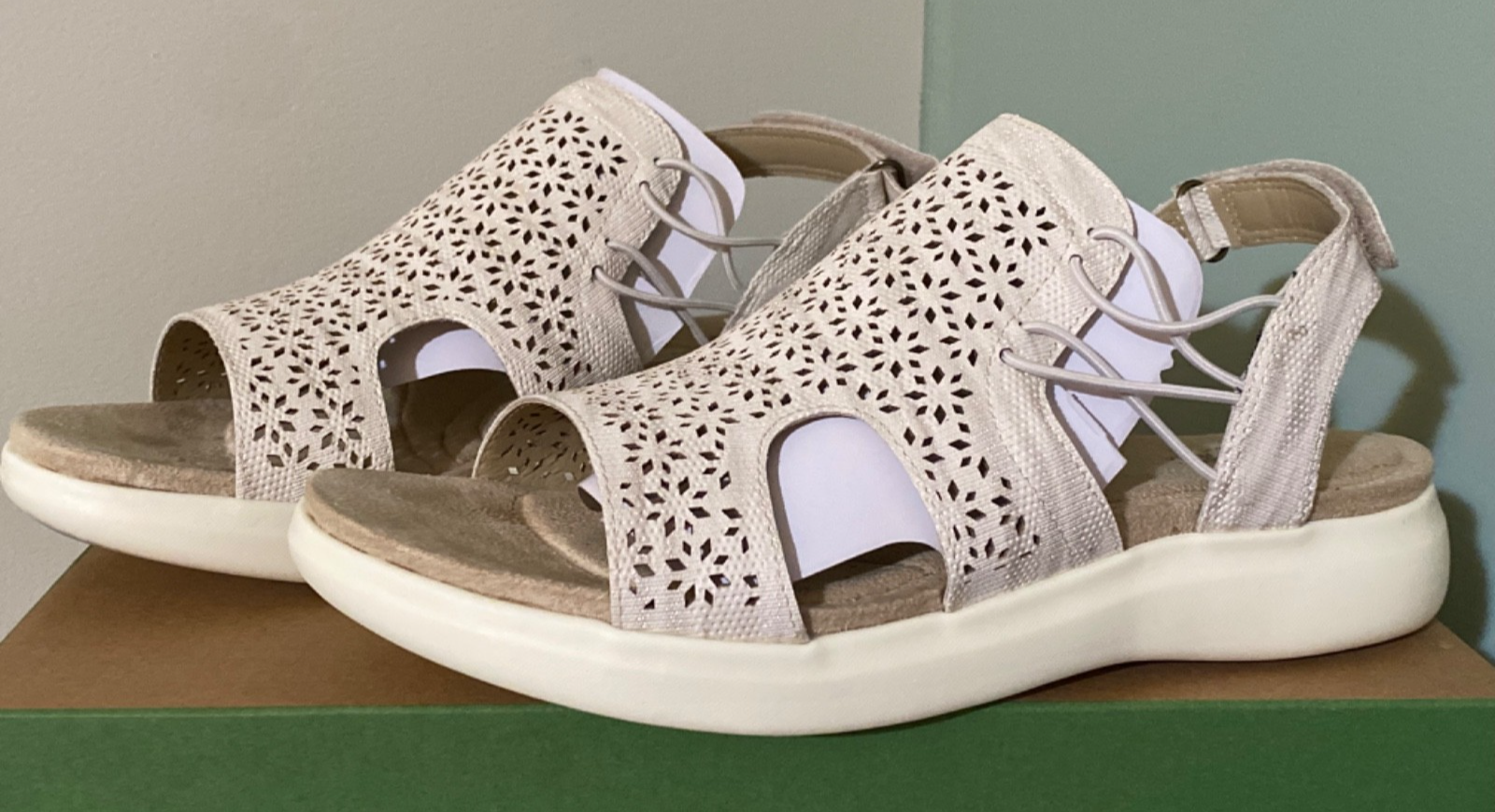 JBU by Jambu Women's Francis Shimmer Wedge Sandal Cream Shimmer 8W | eBay