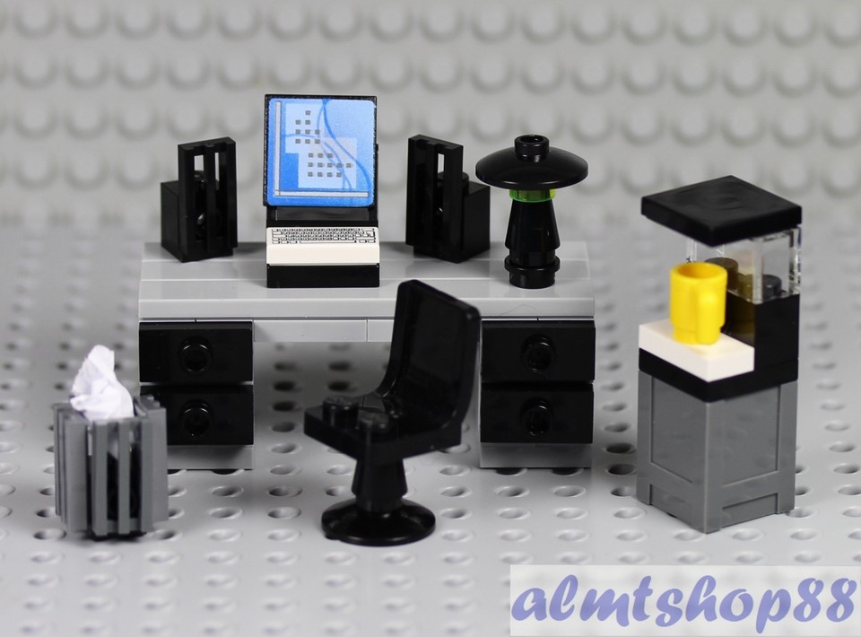 LEGO - Office Worker Minifigure w/ Desk Water Cooler Coffe Maker Waste ...