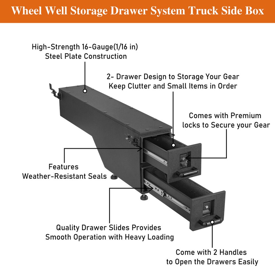 Bed Storage Drawer System Truck Side Box for Colorado Canyon 2015-2022 ...