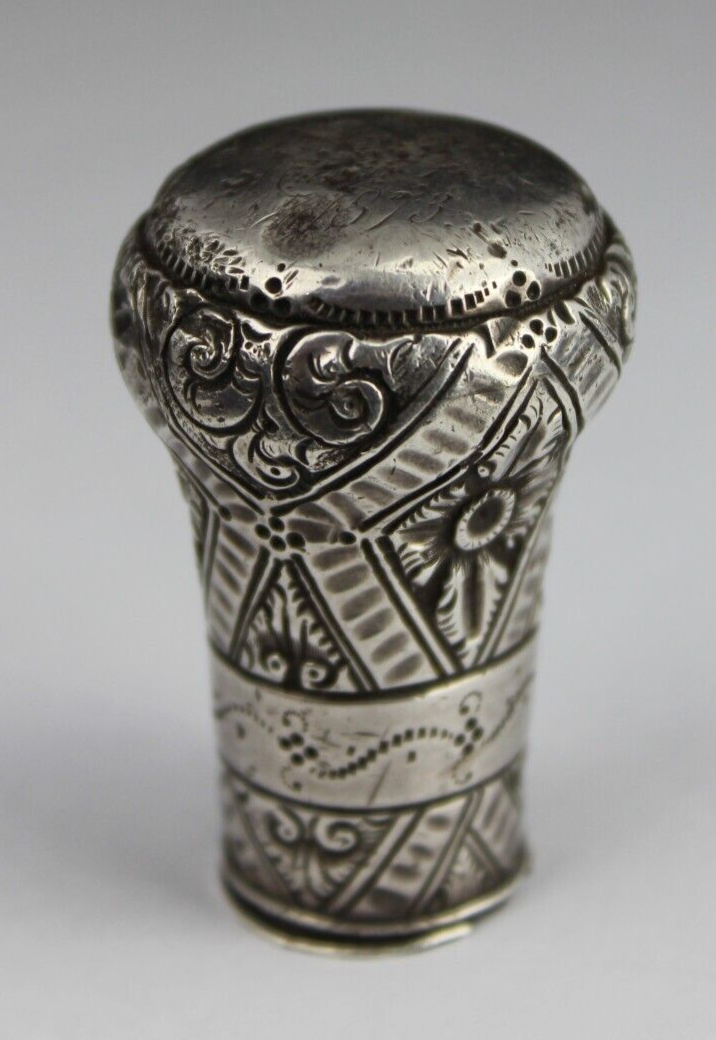 Antique cane handle Monogram "FULTON 1873" sterling silver 1800's OLD ...