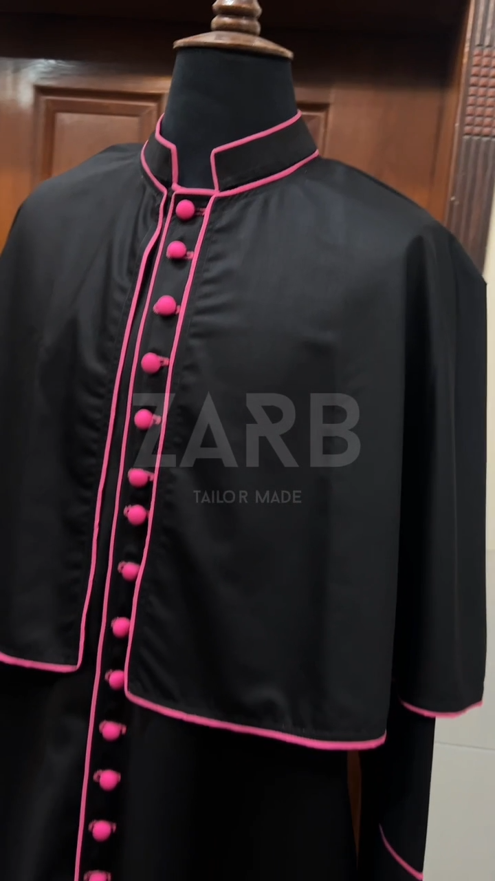 Black Clergy Cassock with Pink Trim, Bishop Soutane Priest Robe, Custom ...