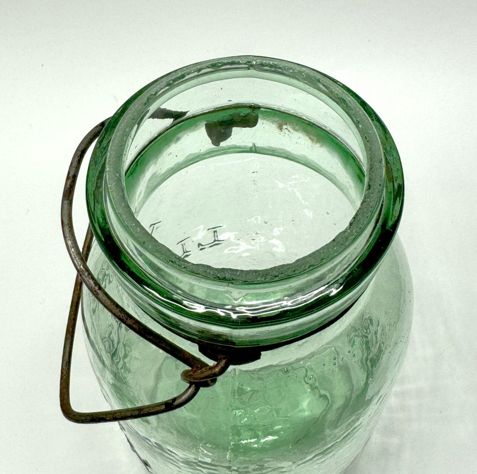 APPLE GREEN Quart Lightning Fruit Jar HAMMER WHITTLED | eBay