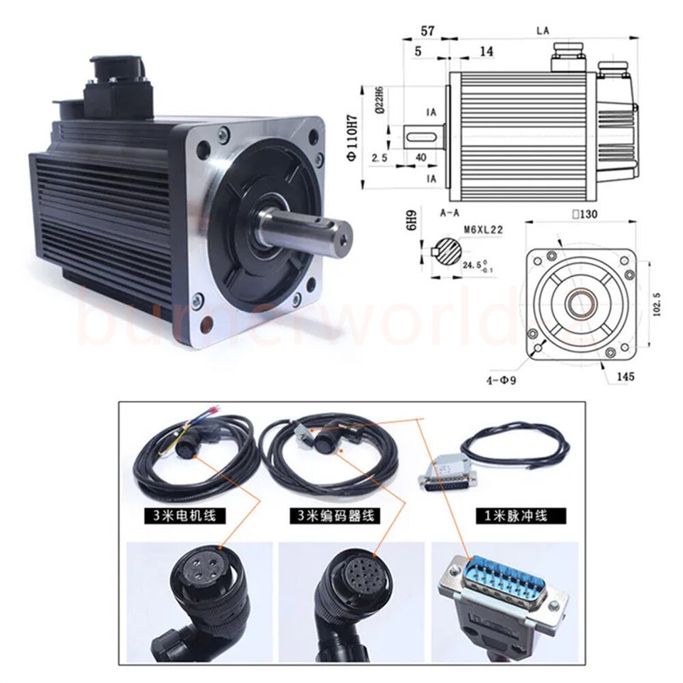 3.8KW 15NM AC 220V Servo Motor CNC Servo Driver Kit NEMA52 for CNC ...