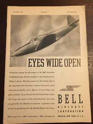 Bell Aircraft P-400 Print Ad, 1940, WW2 British Aircraft Art | eBay