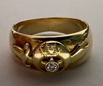 European Cut Diamond Ring 14k Gold Shriners, Masons, Antique, Vintage ...