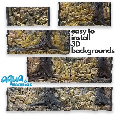 3D AQUARIUM BACKGROUND FOR FISH TANK BACK WALL DECORATION ROCK ROOT ...