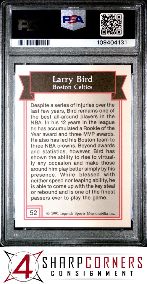 1991 LEGENDS MAGAZINE INSERT HAND CUT #52 LARRY BIRD HOF SILVER BORDER ...