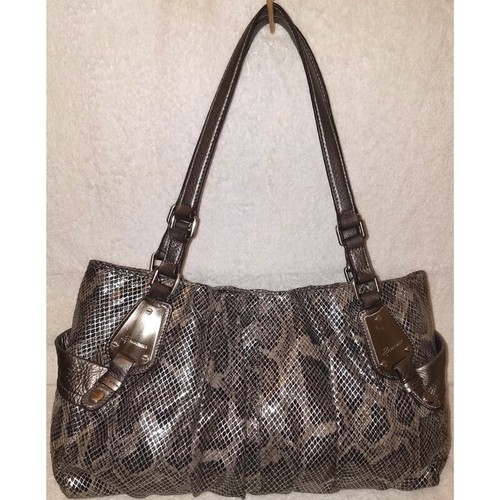 B MAKOWSKY Extra-large gray and black python embossed leather hobo handbag | eBay