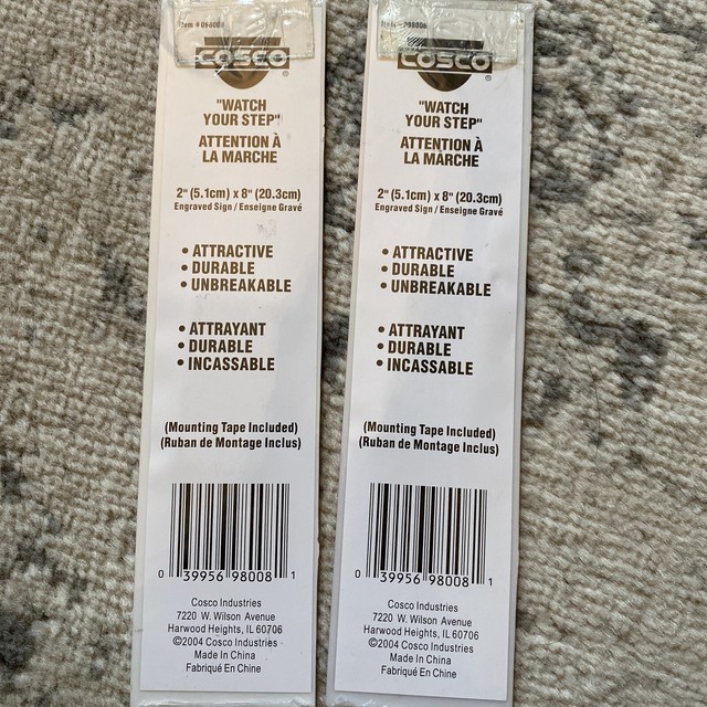 Cosco Sign Red Engraved Watch Your Step 2 X 8 Inches 098008 for sale ...