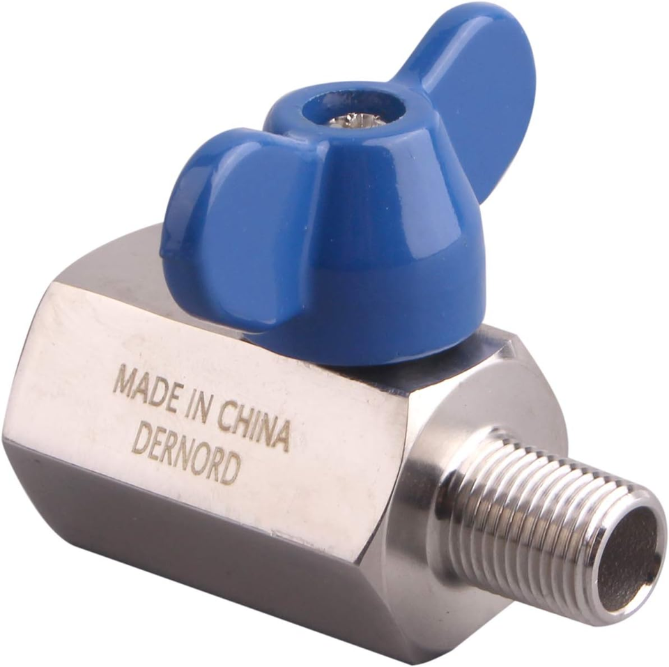 DERNORD Stainless Steel Mini Ball Valve NPT Thread (1/8" Female&Male ...