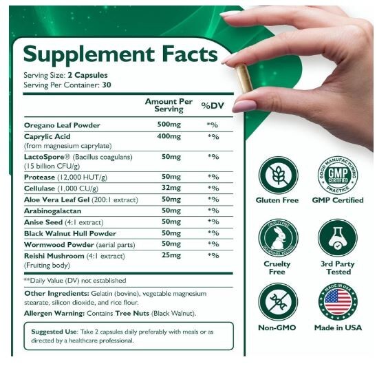 Candida Complex Anti Overgrowth Supplement - Oregano & Caprylic Acid ...