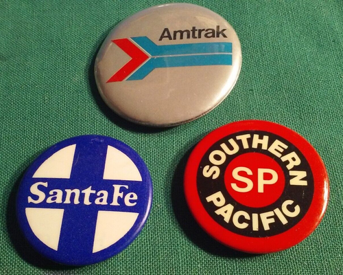Lot 3 Vintage Metal Pinback Railroad Buttons Amtrack Santa Fe ...