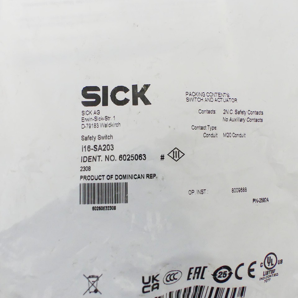 SICK i16S i16-SA203 Kompakter Sicherheitsschalter 6025063 -sealed- | eBay