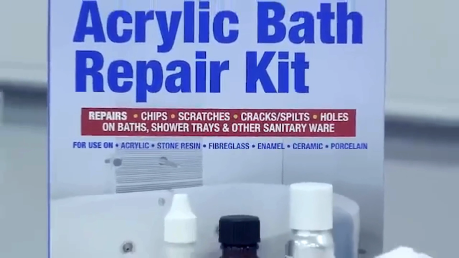 Acrylic Bath Repair Kit White, Repairs Chips, Scratches, Cracks, Splits ...