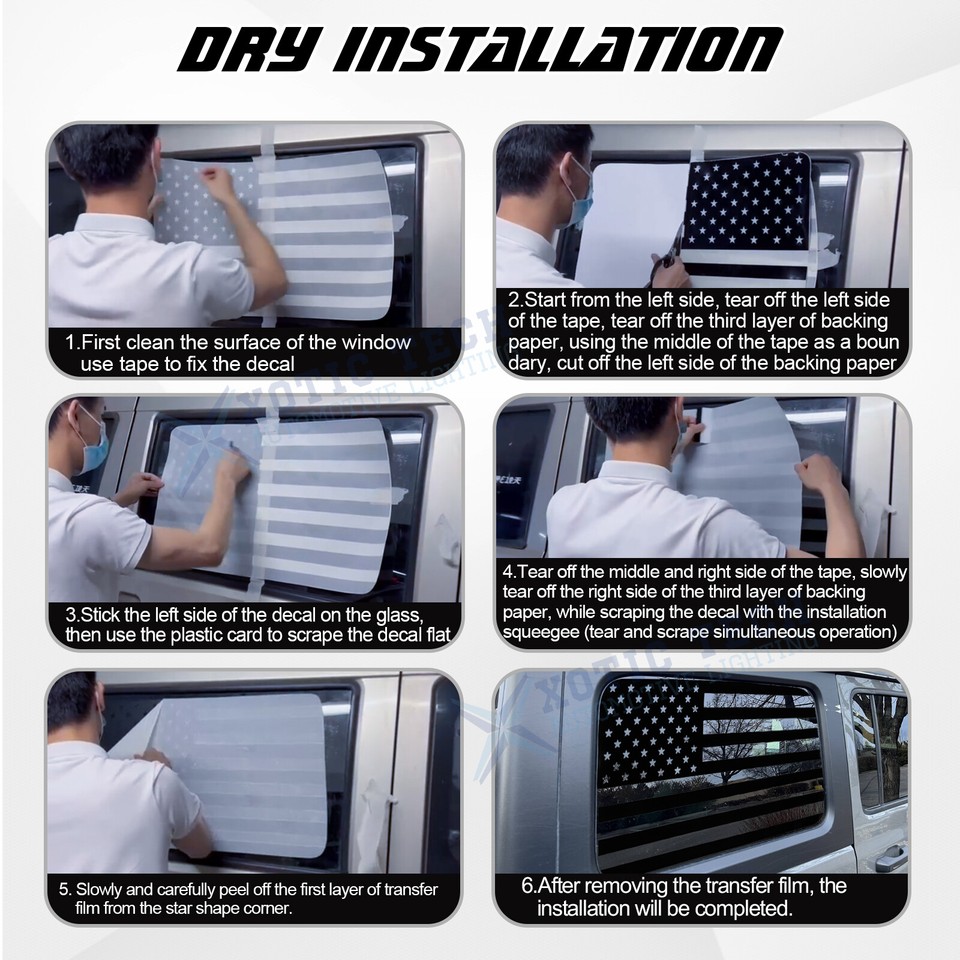 2Pcs Rear Side Window American Flag Decal For Jeep Wrangler JL JLU 2018 ...