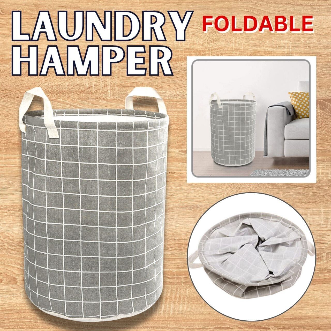 Laundry Hamper Basket Bag Clothes Washing Storage Large Foldable Bin ...