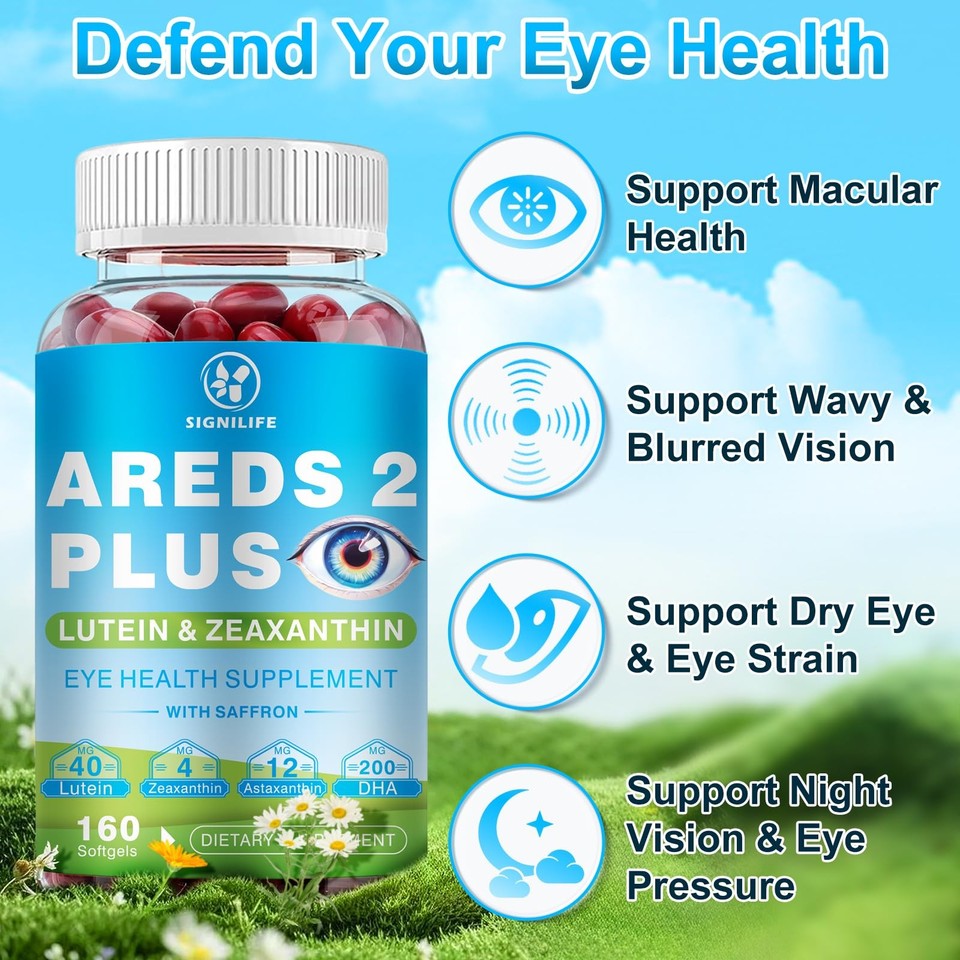 AREDS 2 + Lutein and Zeaxanthin Softgels-Eye Vitamins, 40 mg Lutein 4mg ...