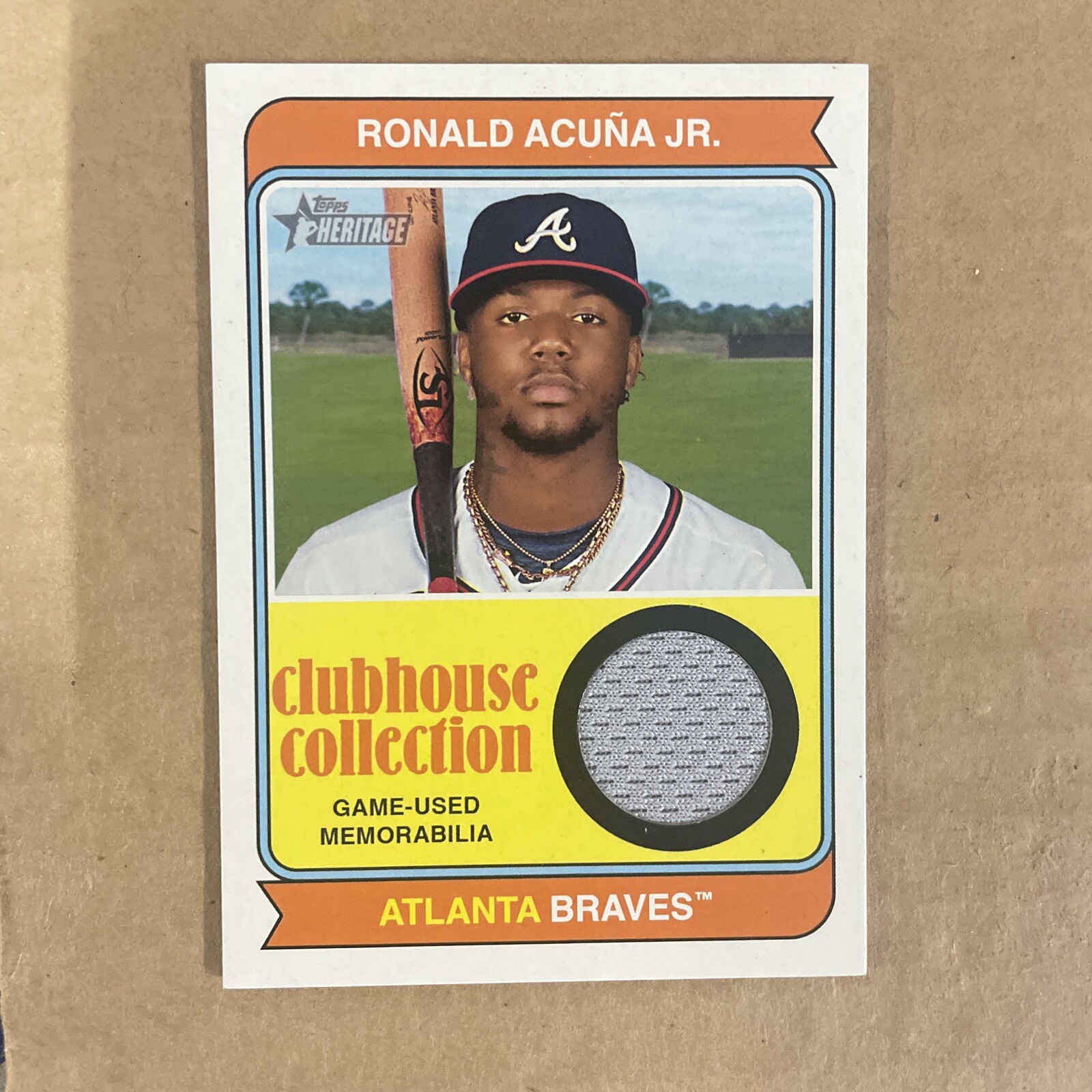 2023 Topps Heritage High Number Ronald Acuna Clubhouse Collection Relic ...