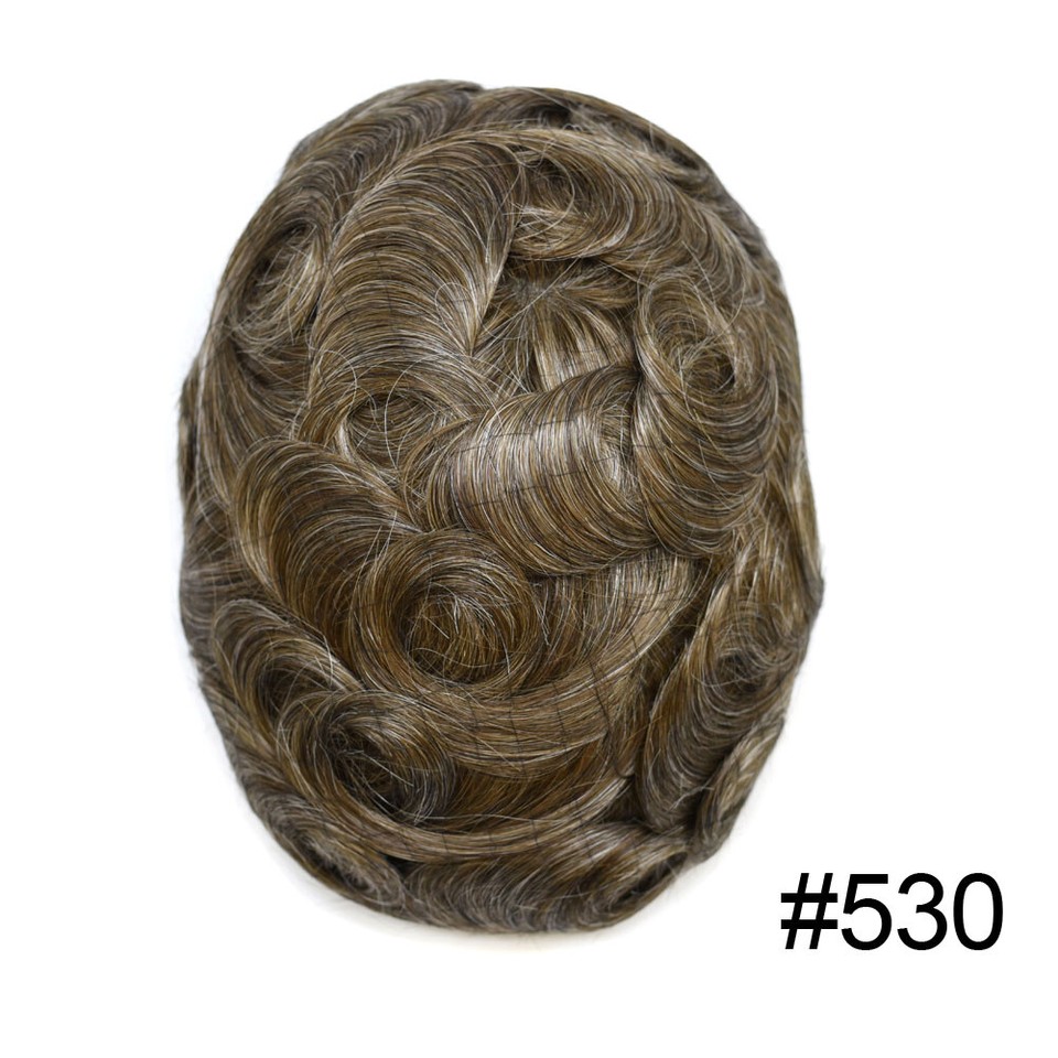 Mens Toupee Human Hair Units Thin Skin Hair System Full Poly PU Hair ...