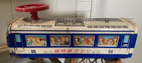 JR JAPAN RAILWAY SHINKANSEN BULLET TRAIN METAL VINTAGE 60s RIDE ON TOY ...