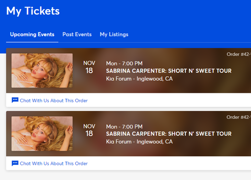 Sabrina Carpenter 2 V.I.P Tickets (Team Sabrina Preshow Party Package ...