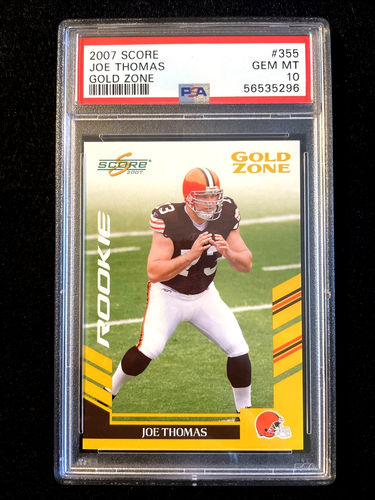 JOE THOMAS 2007 Score GOLD ZONE Rc ROOKIE #355 POP 2 /600 GEM MINT PSA ...