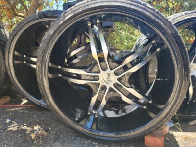 Gino 24 inch rims and tires set (Black & Chrome) | eBay