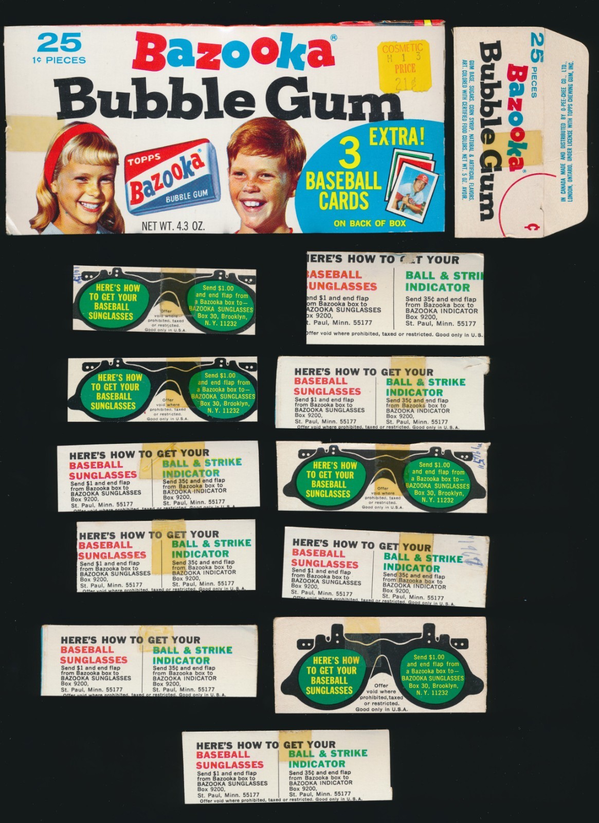 1965-1967 Topps Bazooka Panels (Baseball) -LOT OF BOX PARTS ...