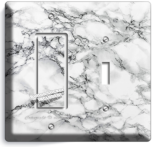 WHITE ITALIAN MARBLE STYLE LIGHT SWITCH OUTLET PLATE ROOM KITCHEN ...