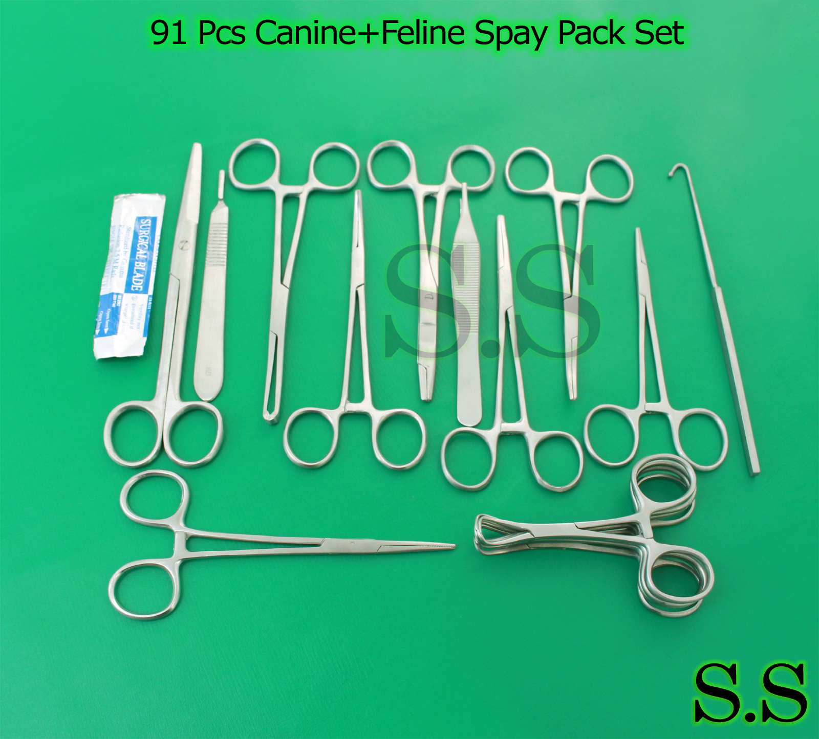 91 PCS CANINE+FELINE SPAY PACK VETERINARY SURGICAL INSTRUMENTS DS-1079 ...